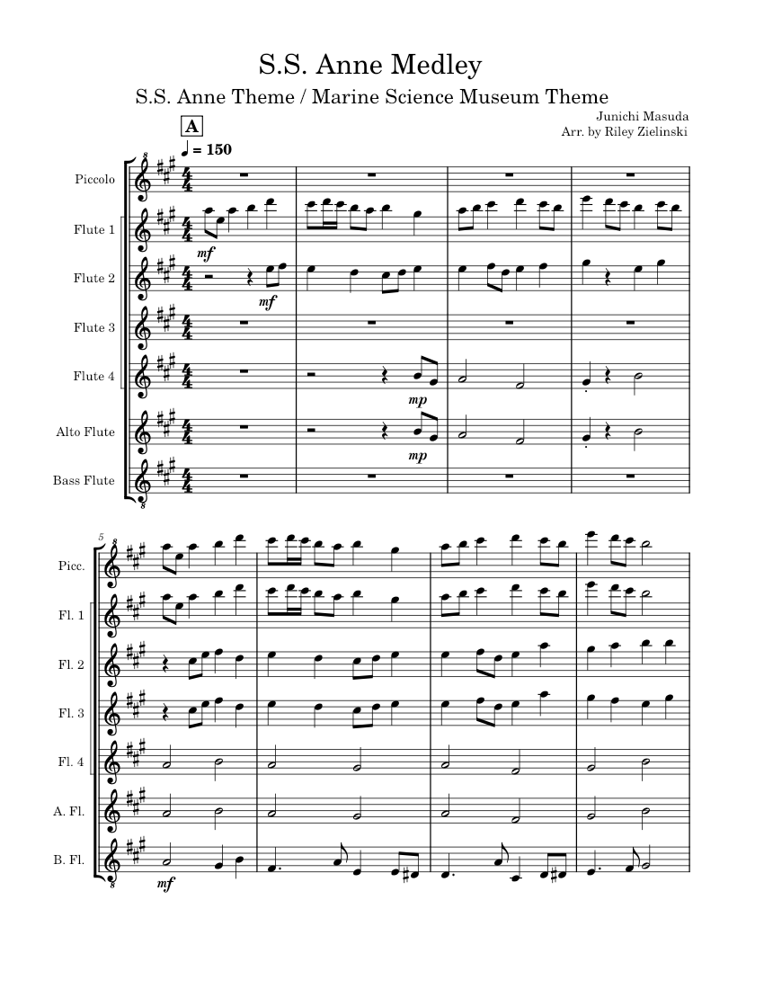 SS Anne Medley Sheet Music for Flute piccolo, Flute, Flute alto, Flute ...