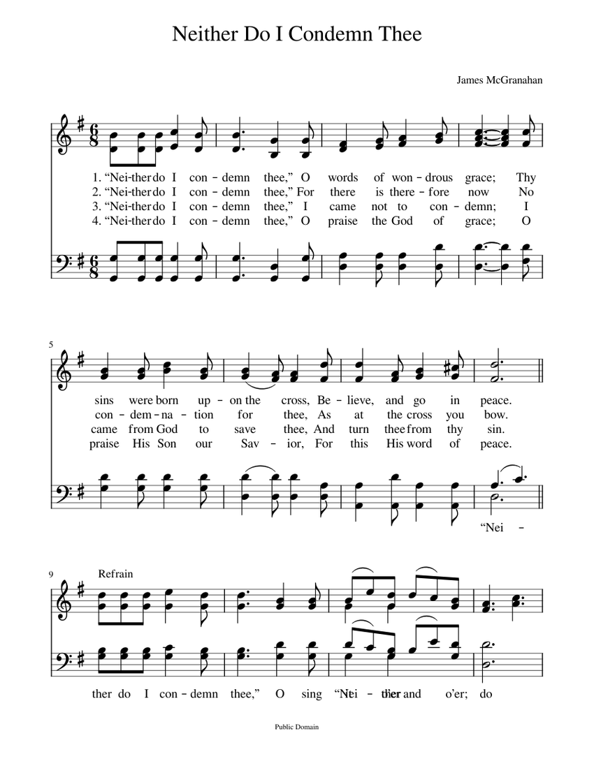 Neither do I condemn thee - James McGranahan Sheet music for Piano ...