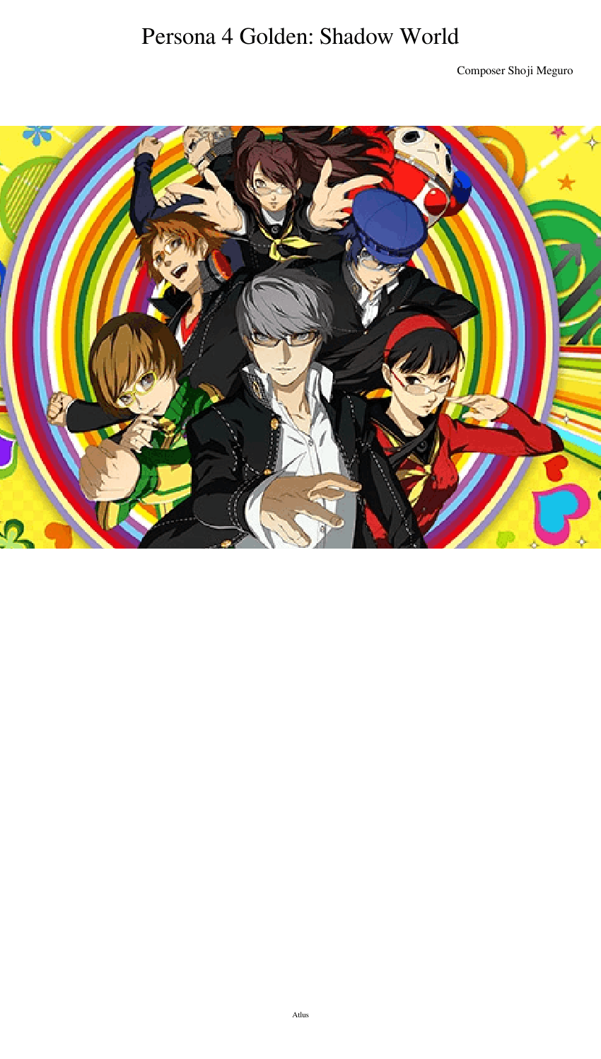 Persona 4 Golden: Shadow World Sheet Music for Piano, Organ, Guitar ...
