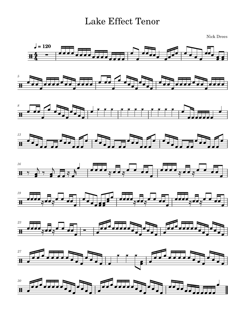 Lake_Effect_Tenor Sheet music for Tenor drum (Marching Band ...