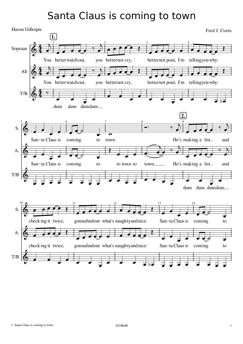 Santa Claus is coming to town Sheet music for Piano (Mixed Trio) | Musescore.com
