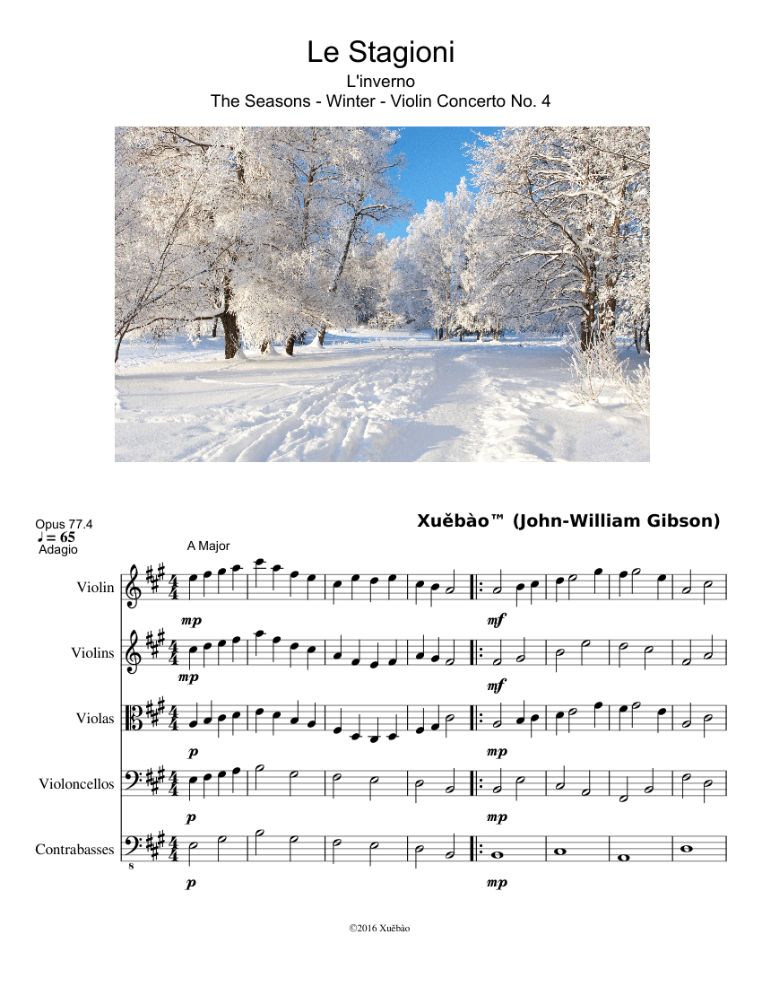 The Seasons - Winter - Violin Concerto No. 4 Sheet music for Violin ...