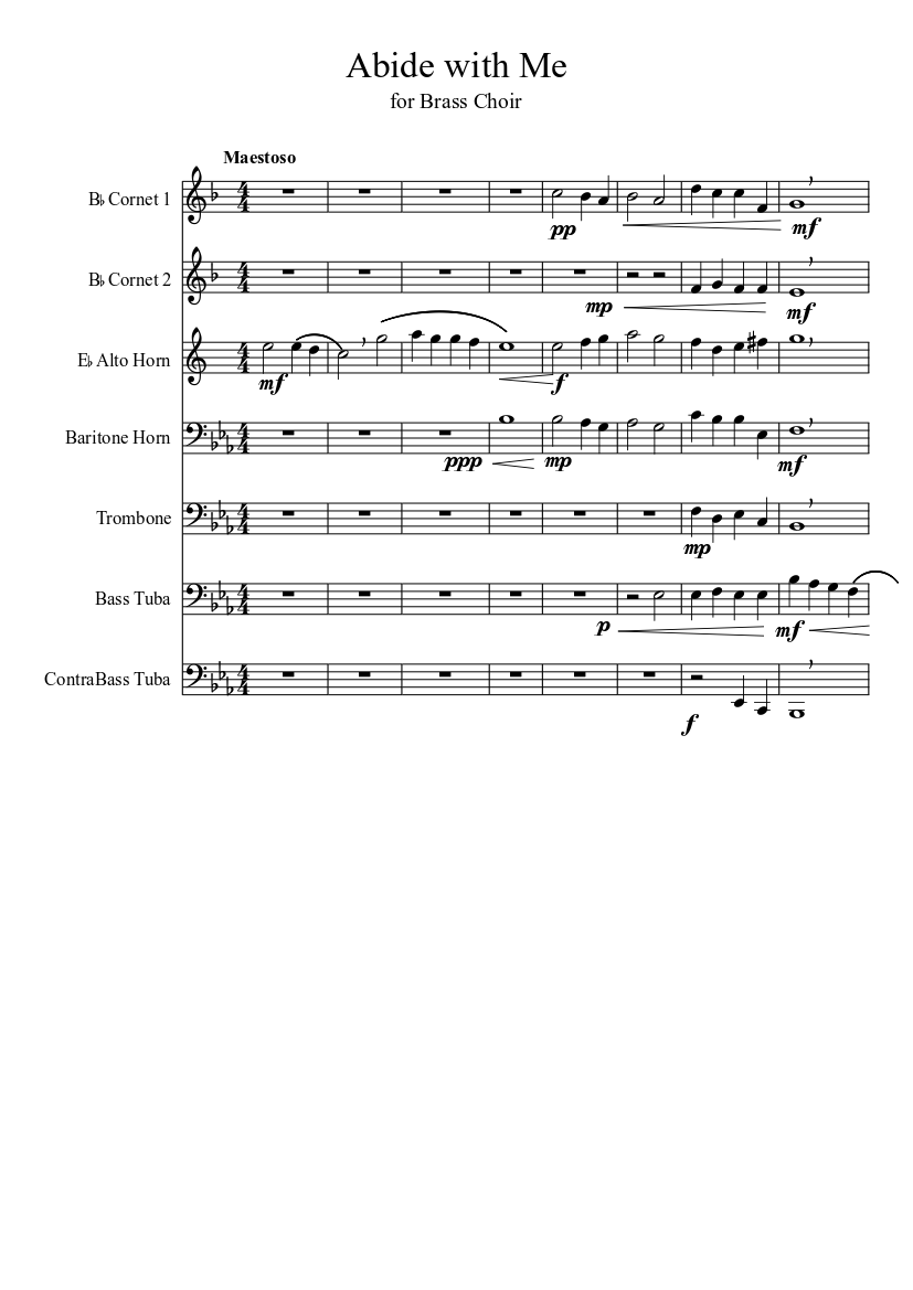Abide with Me (Eventide) for Brass Choir Sheet music for Trombone (Solo ...
