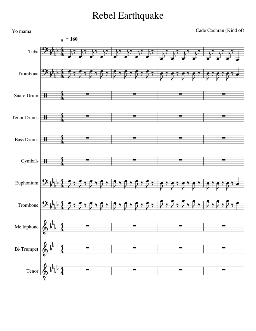 Rebel Earthquake Sheet music for Trombone, Tenor, Euphonium, Tuba ...