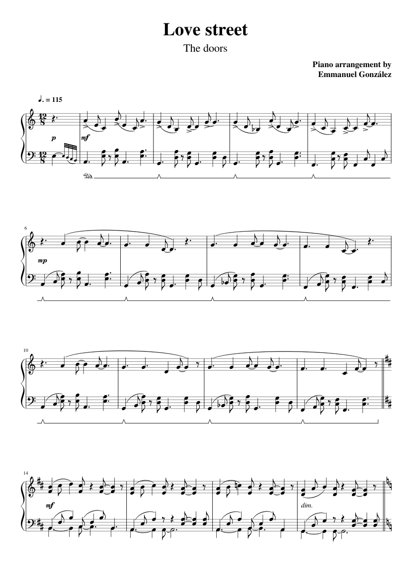 Love street – The Doors Sheet Music for Piano (Solo) | MuseScore.com