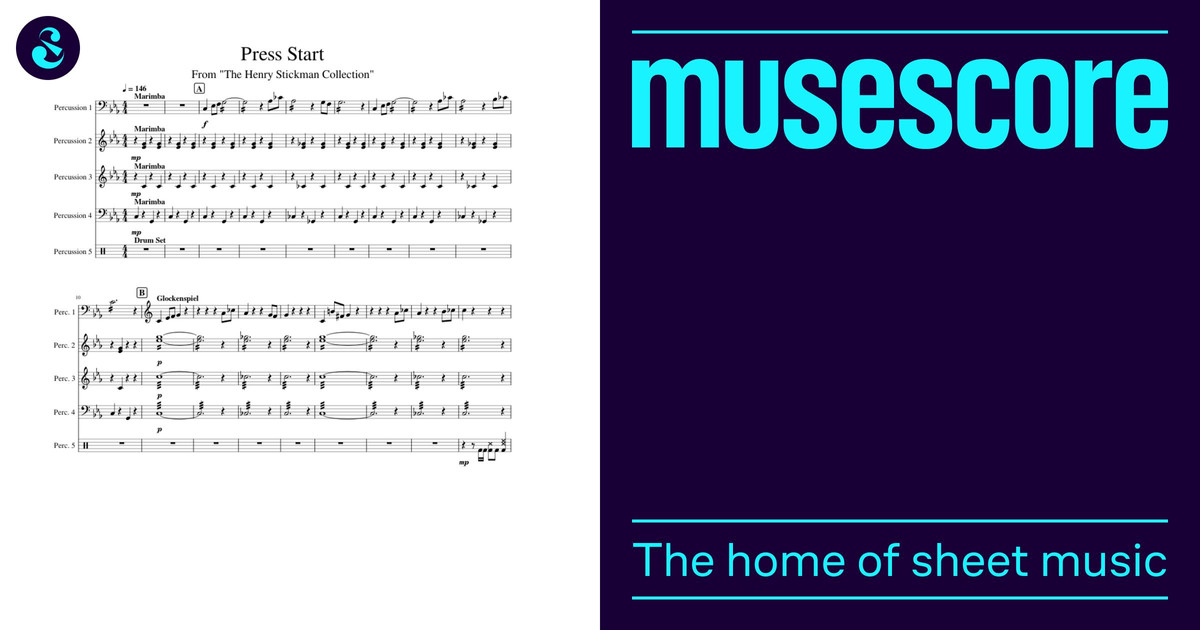 Press Start – PuffballsUnited Percussion Quintet Sheet music for Drum ...