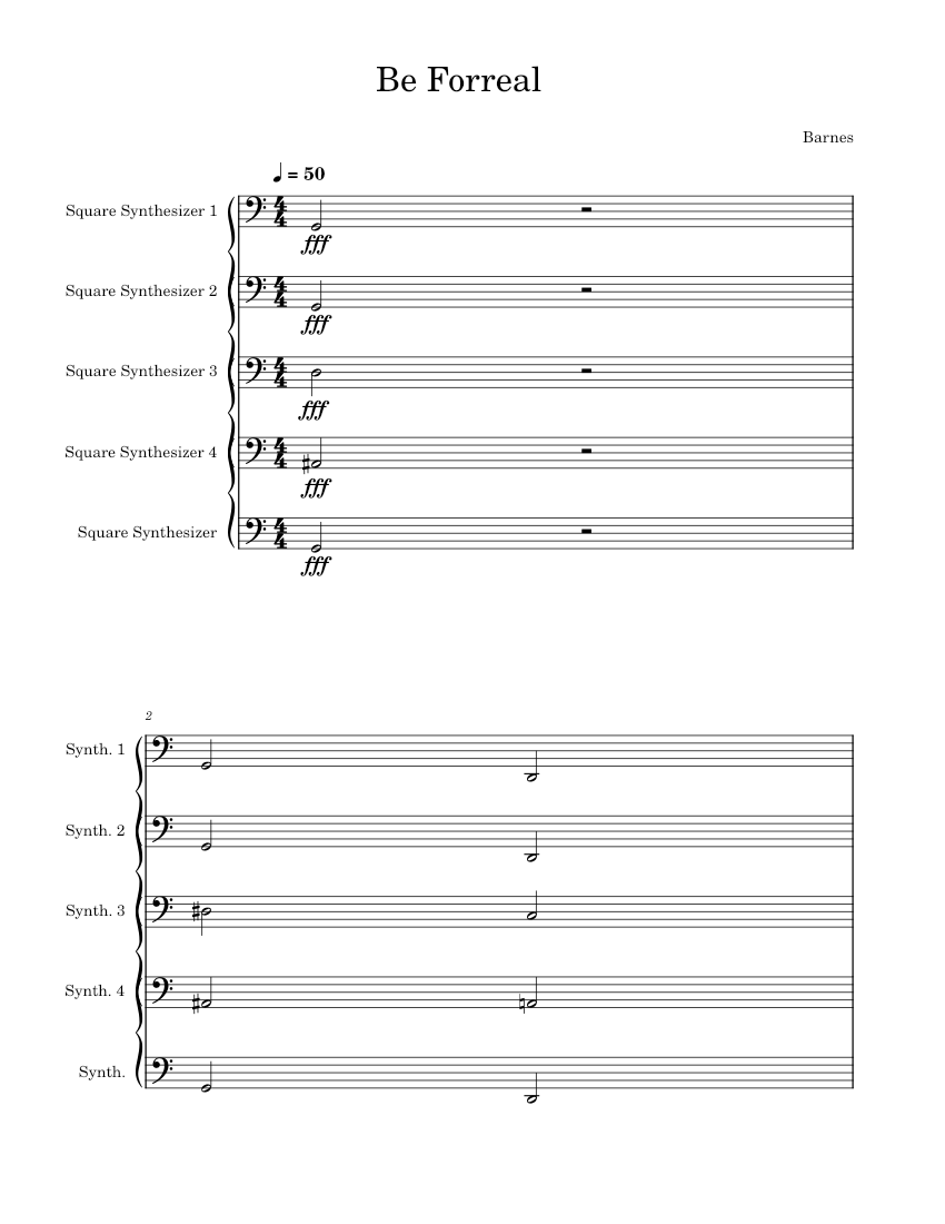 Be Forreal Sheet music for Synthesizer (Mixed Quintet) | Musescore.com