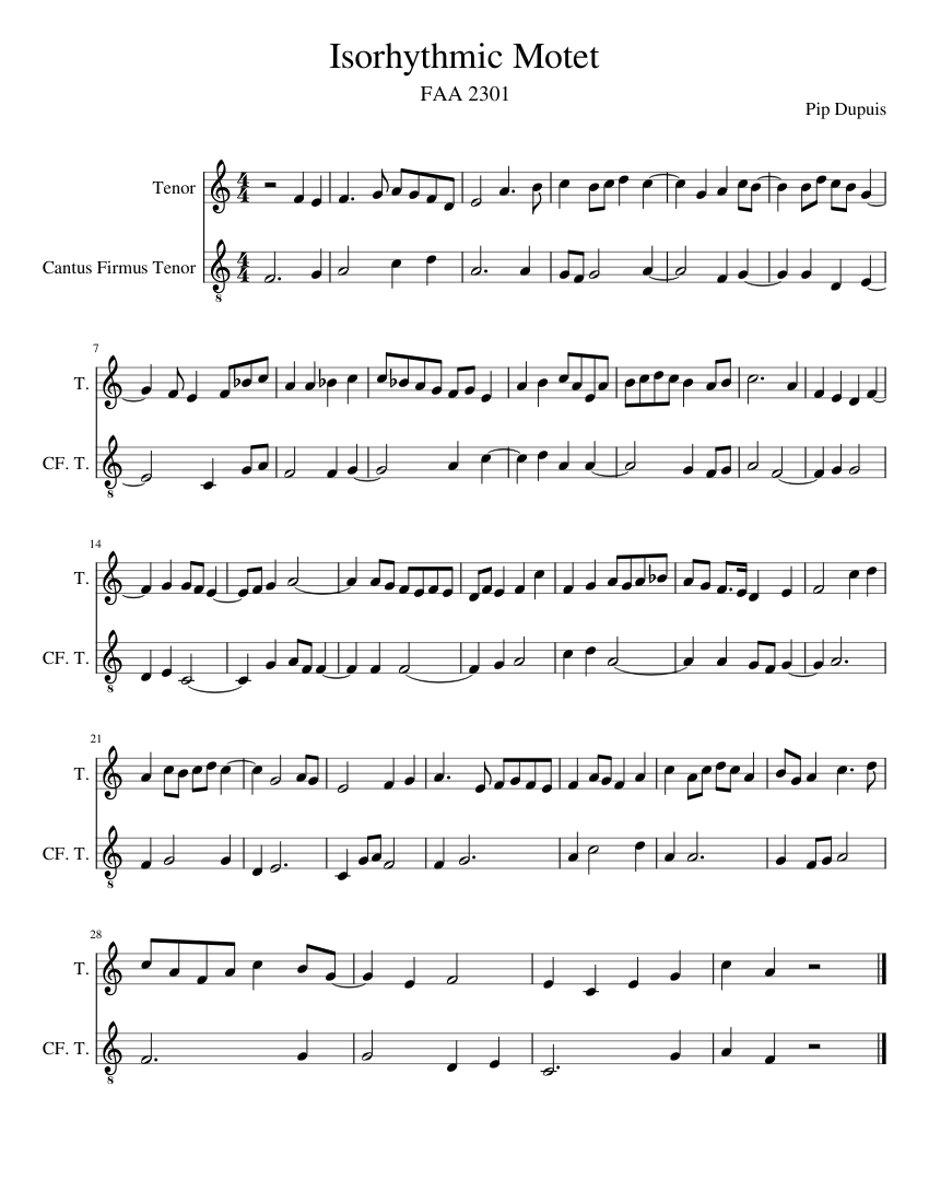 Isorhythmic Motet Sheet music for Violin, Cello (Choral) | Musescore.com