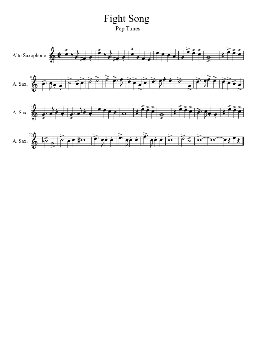 Fight song - Rachel Platten Sheet music for Saxophone alto (Solo ...