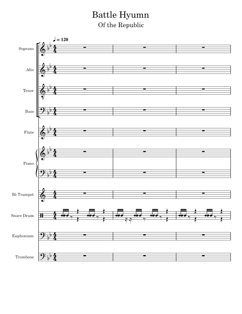 Battle Hymn of the Republic Sheet music for Piano, Trombone, Soprano ...
