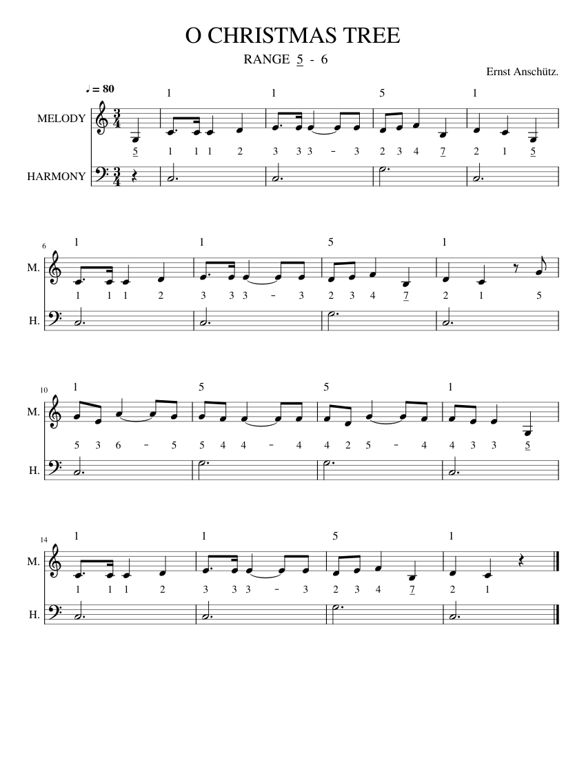 O CHRISTMAS TREE by # Sheet music for Violin, Cello (String Duet ...