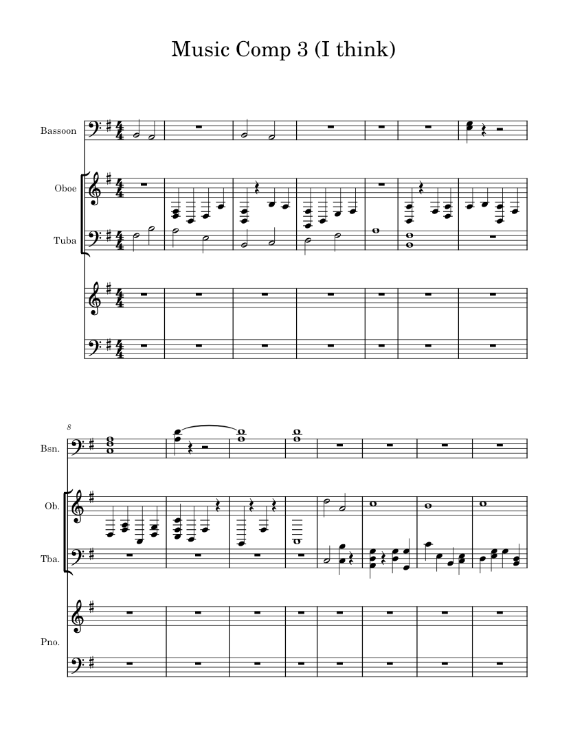 Music Comp 3 I think Sheet music for Piano, Tuba, Oboe, Bassoon (Mixed ...