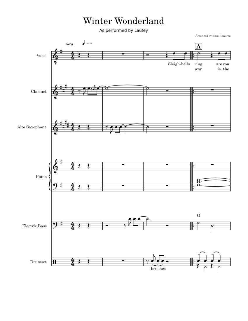 Winter Wonderland.mscx Sheet music for Piano, Saxophone alto, Bass ...