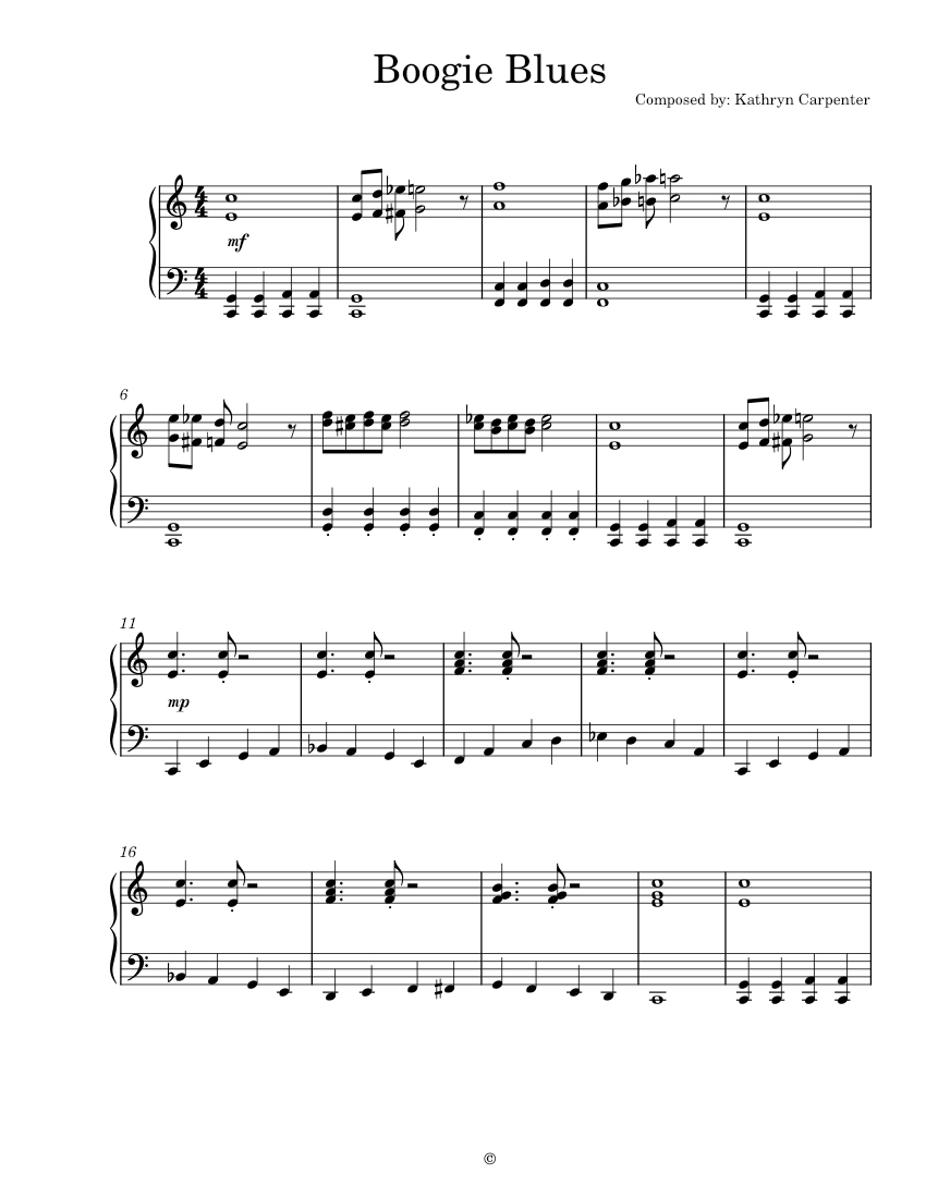Boogie Blues Sheet music for Piano (Solo) Easy | Musescore.com