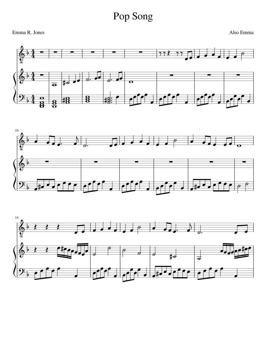 Pop Song Sheet music for Piano, Vocals (Piano-Voice) | Musescore.com
