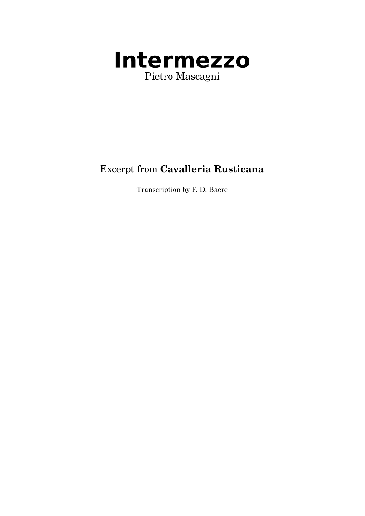 Intermezzo - Pietro Mascagni Sheet Music for Trombone, Organ, Tuba ...