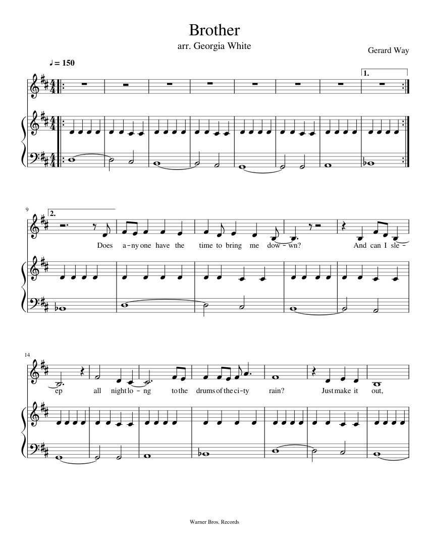 Brother - Gerard Way Sheet music for Piano, Vocals (Piano-Voice ...