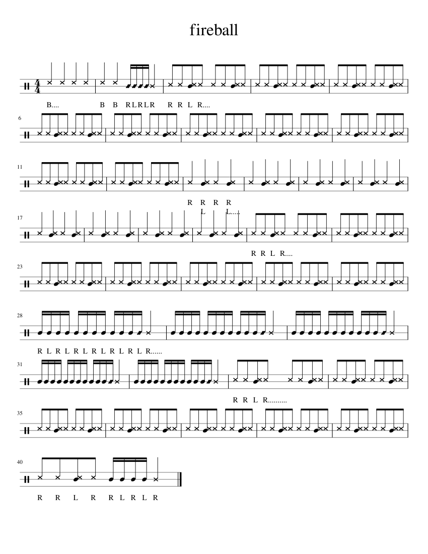fireball Sheet music for Snare Drum (Solo) | Download and print in PDF ...