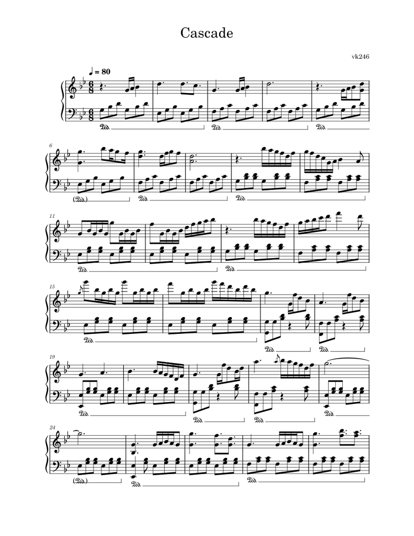 Cascade - vk246 Sheet music for Piano (Solo) | Musescore.com