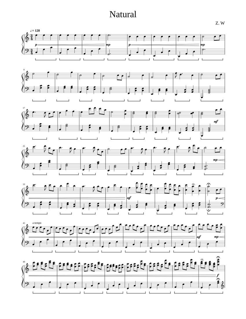 Natural Sheet music for Piano (Solo) | Musescore.com