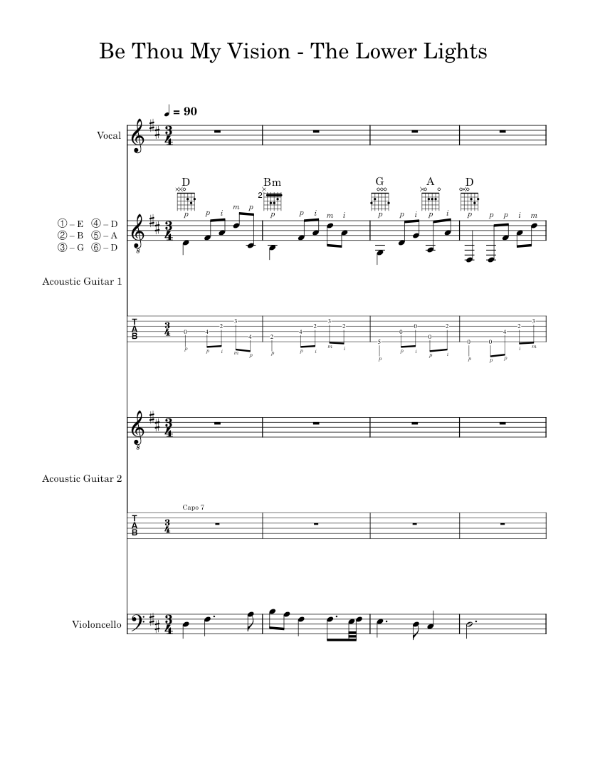 Be Thou My Vision - The Lower Lights Sheet Music for Harmonium, Cello ...