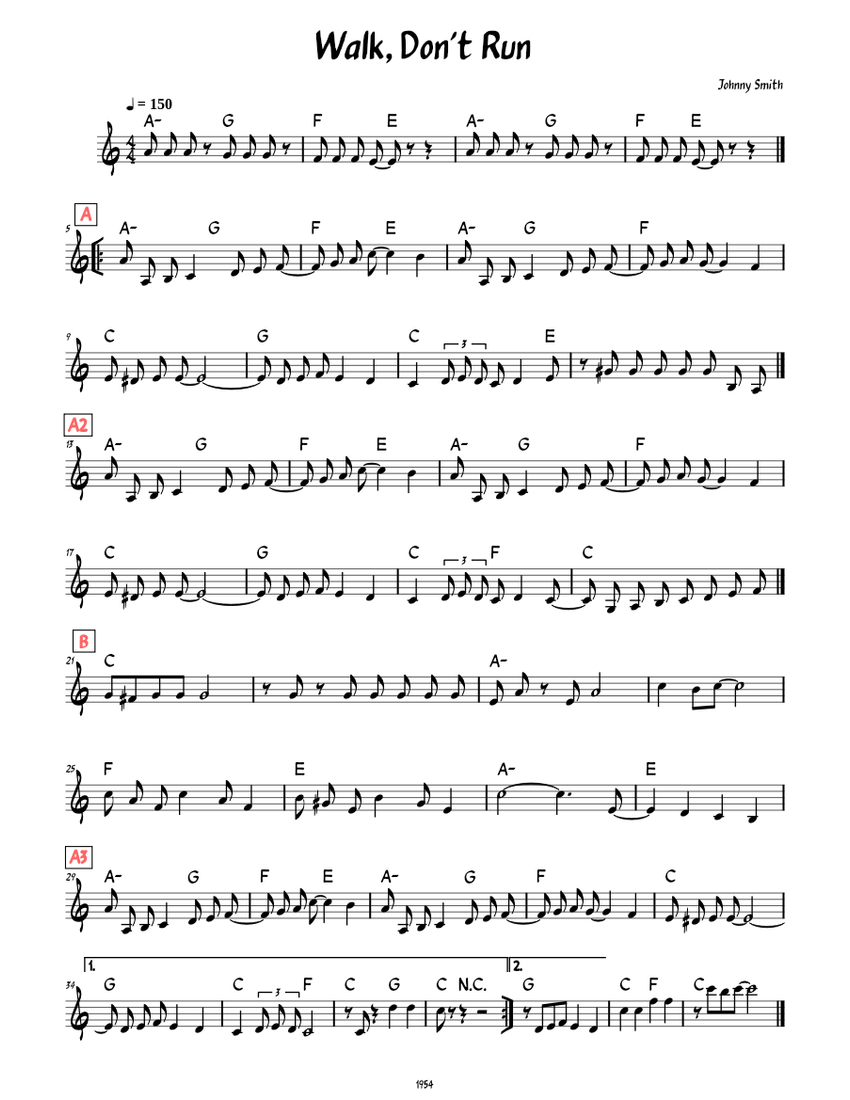Walk Don't Run (Lead Sheet ) Sheet music for Drum group (Solo ...