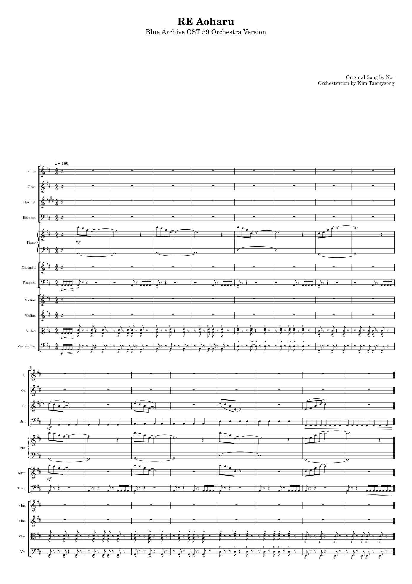 RE Aoharu - Blue Archive OST Sheet Music for Piano, Flute, Oboe, Bassoon & more instruments ...