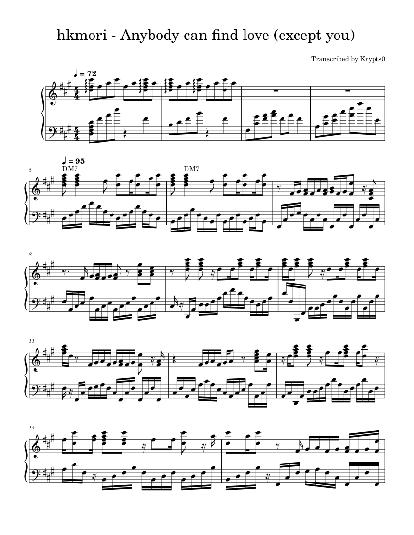 Anybody can find love (except you.) – hkmori Sheet Music with Chords ...