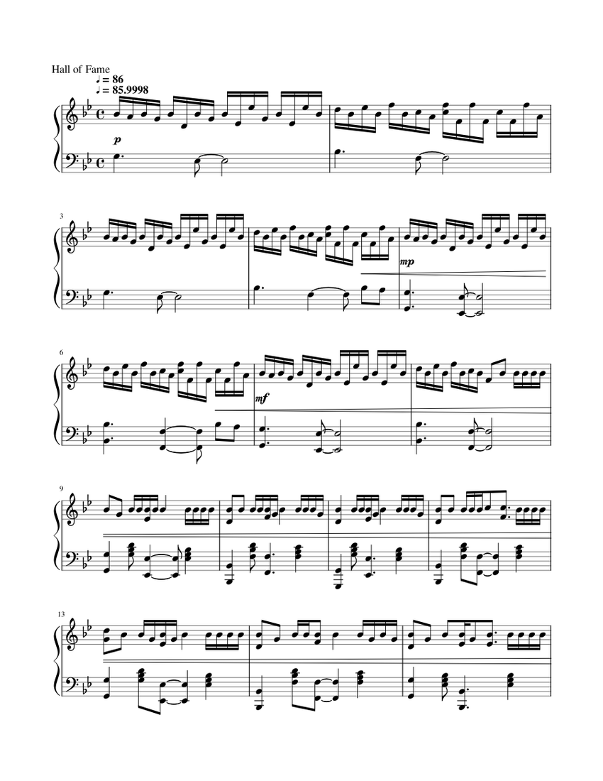 Hall of Fame Sheet music for Piano (Solo) | Musescore.com