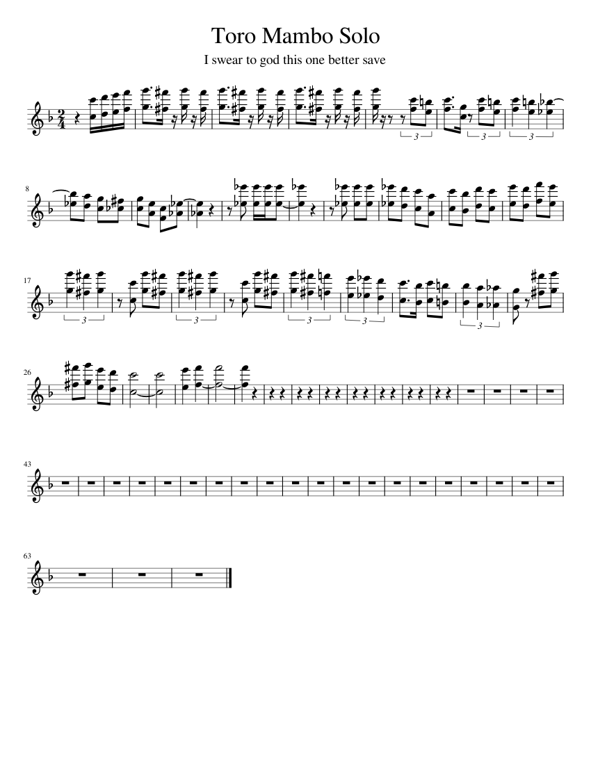 Toro Mambo Solo Sheet music for Trumpet in b-flat (Solo) | Musescore.com