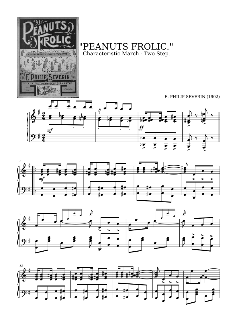 Peanuts Frolic by E. Philip Severin (1902) Sheet Music for Piano (Solo ...