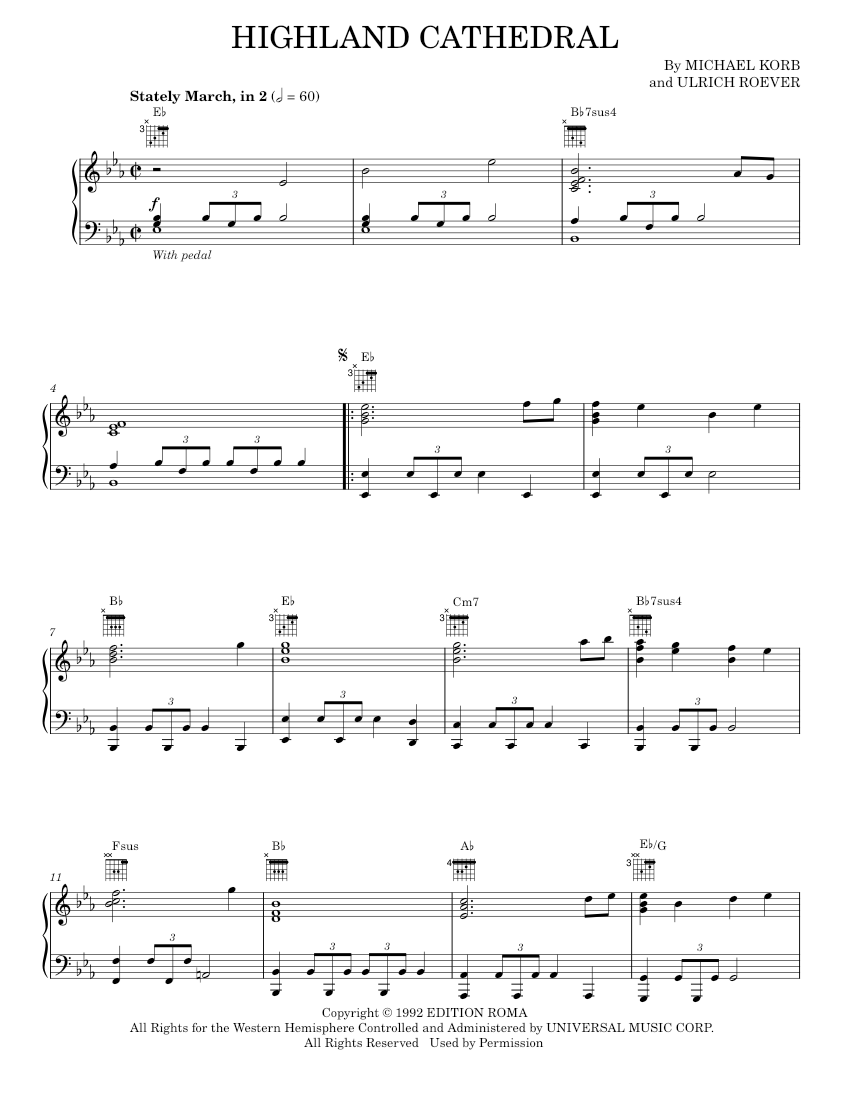 Play Official version of Highland cathedral sheet music by Michael Korb ...