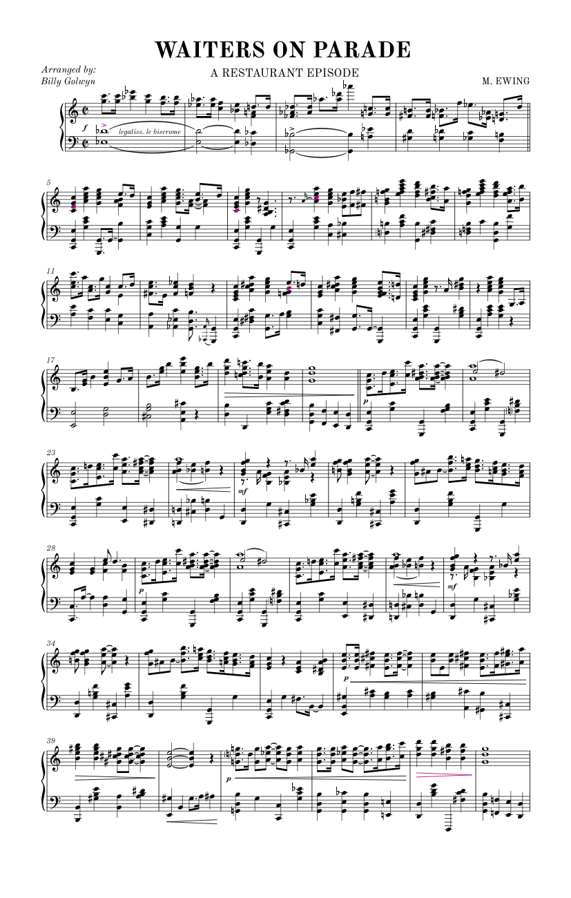 Waiters On Parade – Montague George Ewing (Sherman Myers) (Arr. by ...