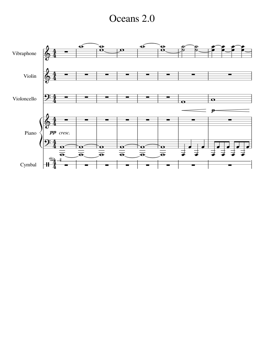 Oceans Final Sheet music for Piano, Vibraphone, Crash, Violin & more ...