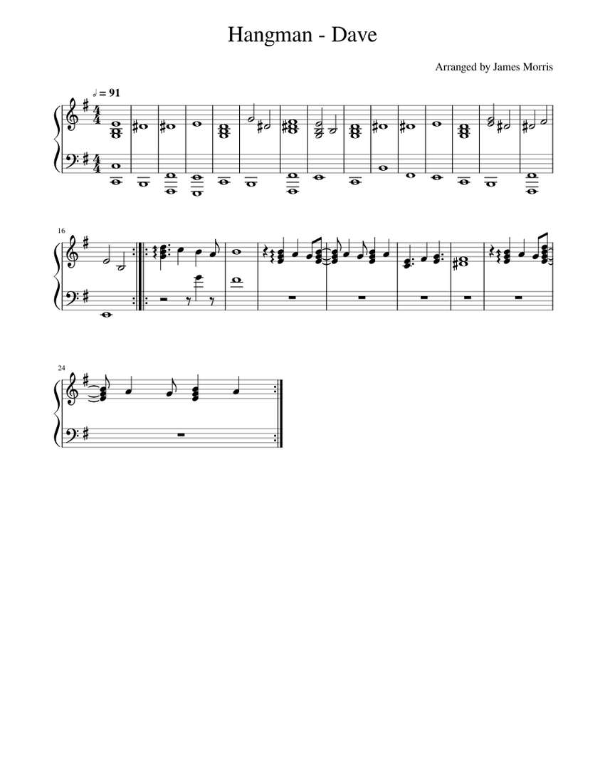 Hangman - Dave Sheet music for Piano (Solo) Easy | Musescore.com