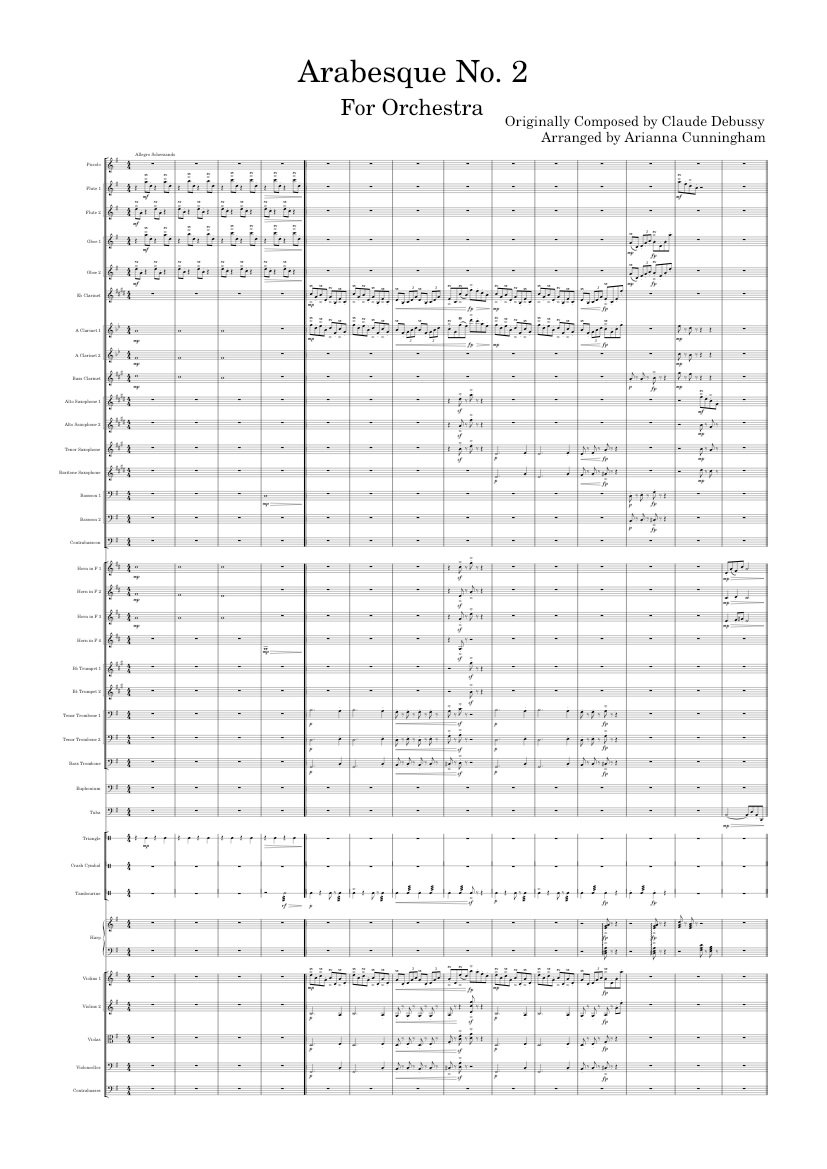 Claude Debussy: Arabesque No. 2 - arr. for Orchestra Sheet music for ...