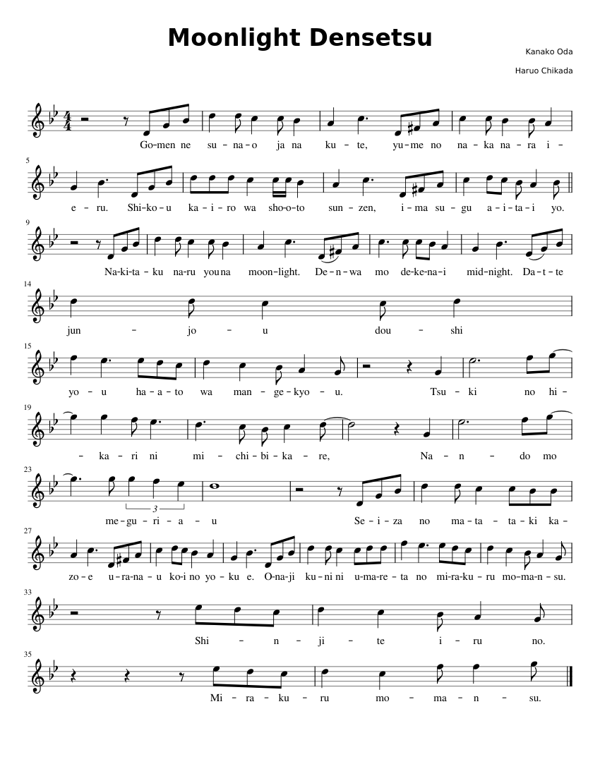 Moonlight densetsu – DALI Moonlight Densetsu Sheet music for Piano ...
