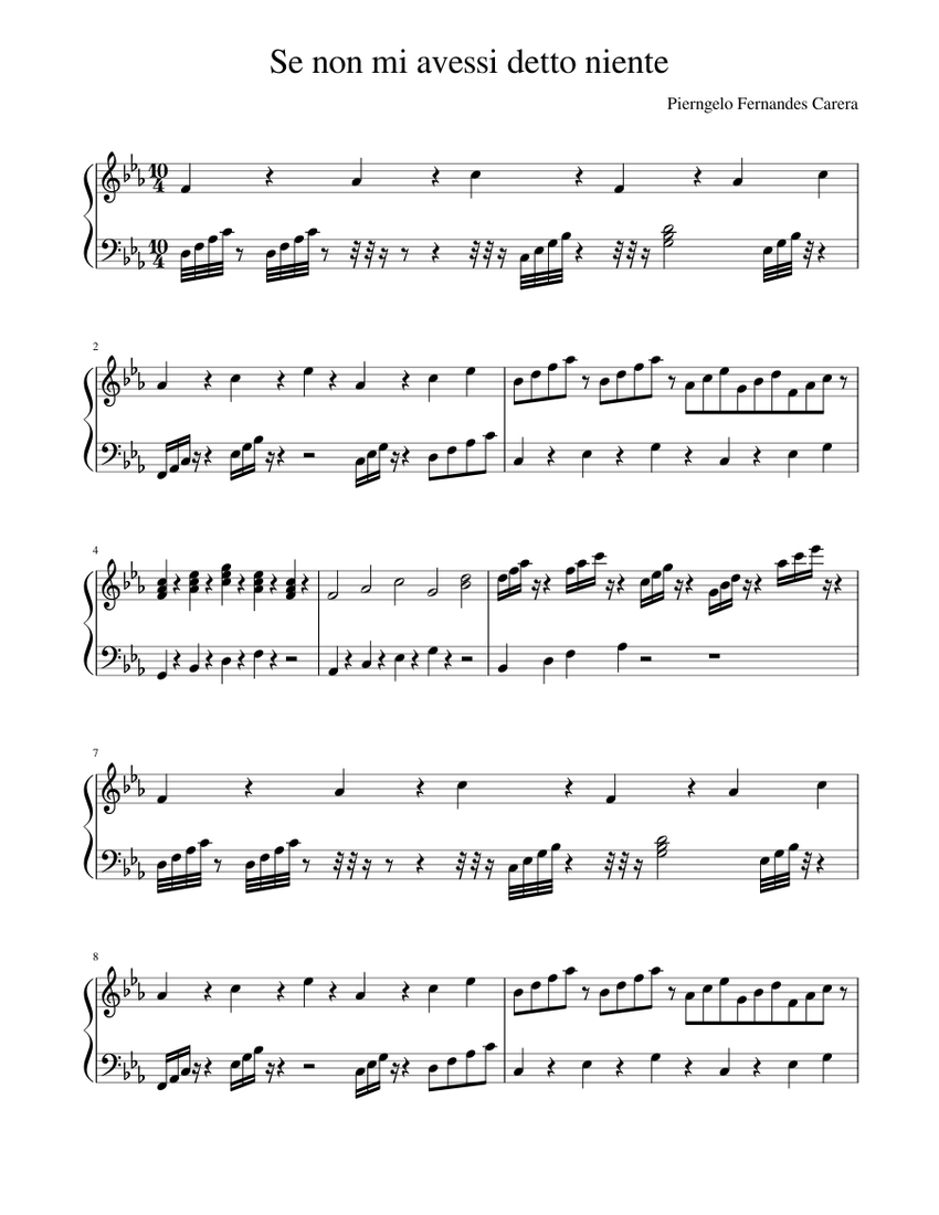 Se non mi avesse detto niente Sheet music for Piano (Solo) | Musescore.com