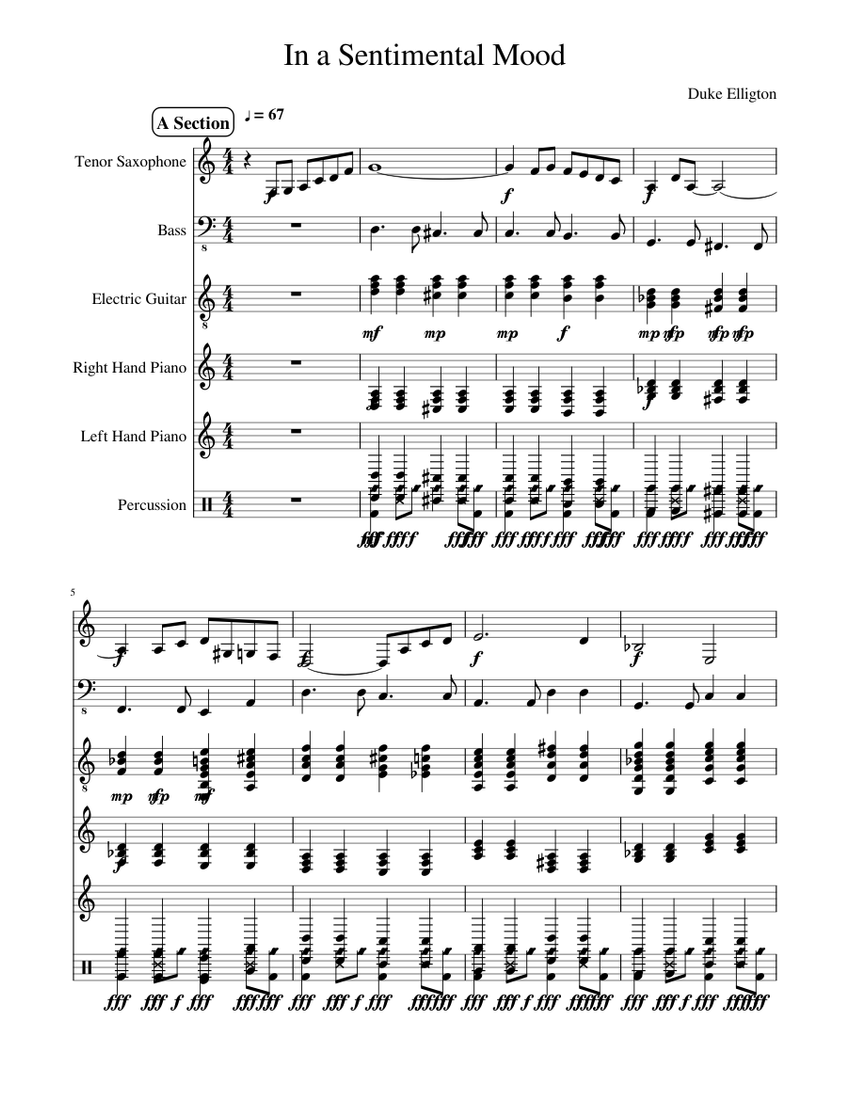 In a Sentimental Mood-Duke Elligton Sheet music for Bass guitar, Drum ...