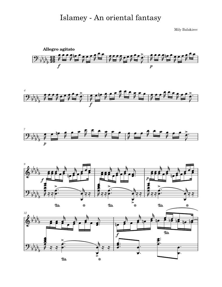 Islamey, Op.18 – Mily Balakirev (Piano solo) Sheet music for Piano ...