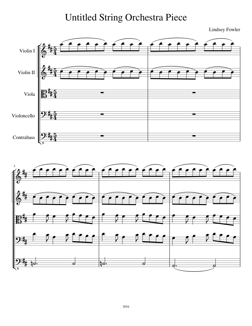 Untitled Sheet music for Contrabass, Violin, Viola, Cello (String ...