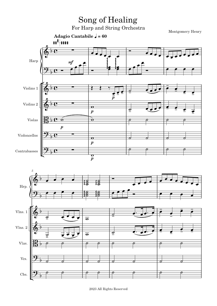 Song of Healing Sheet music for Harp, Strings group (Mixed Ensemble ...