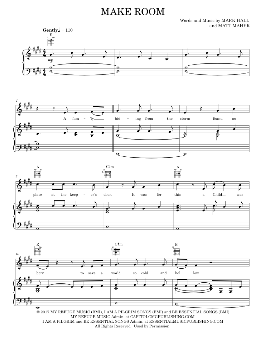 Play Official version of Make room Sheet Music by Casting Crowns for ...