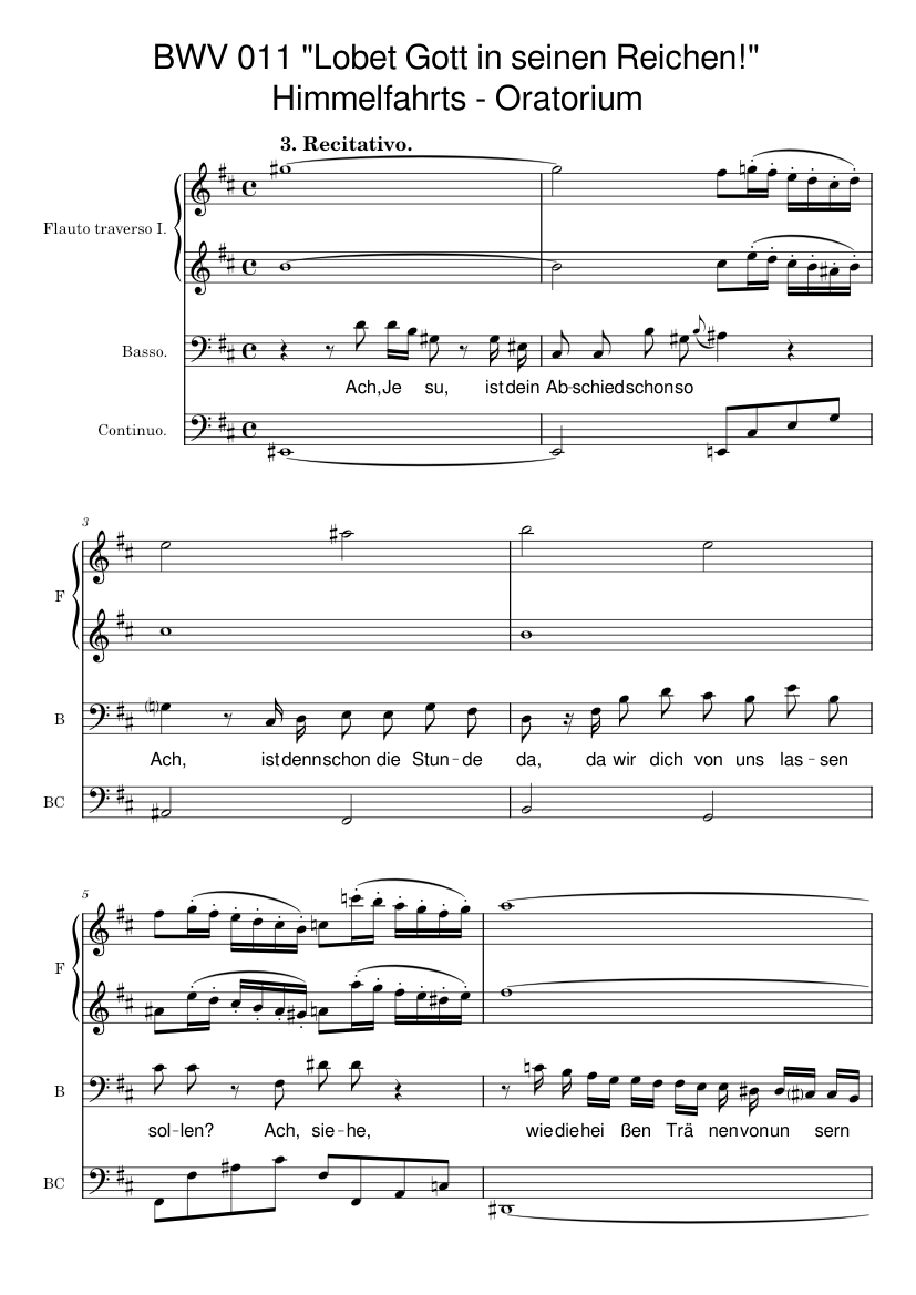 BWV011-03 Lobet Gott in seinen Reichen, Himmelfahrts - Oratorium Sheet ...