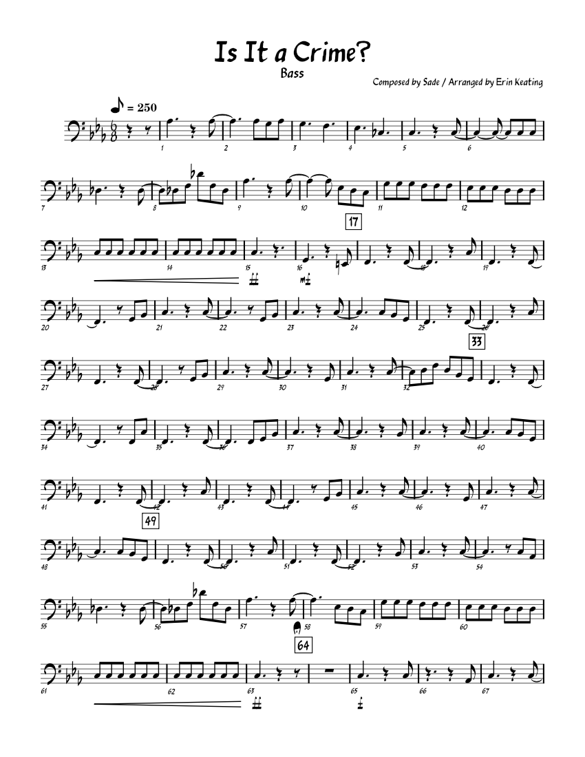 Is it a crime – Sade - Bass Part Sheet music for Bass guitar (Solo ...
