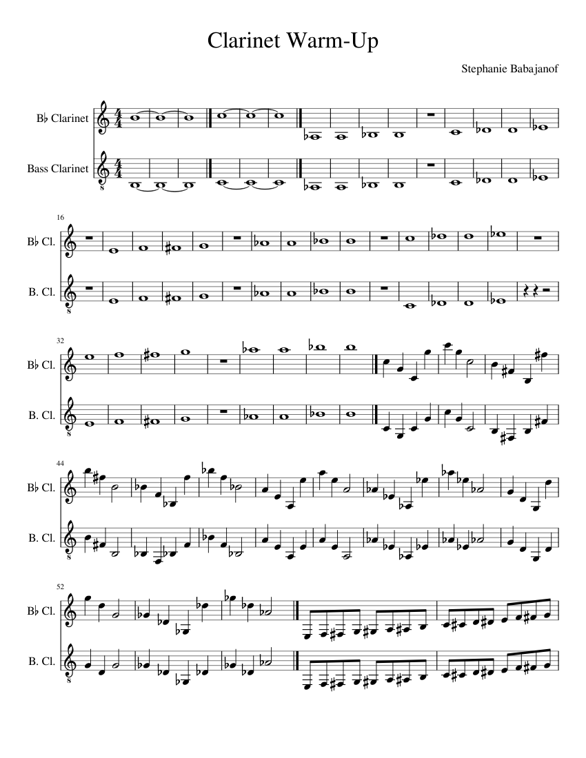 Clarinet Warm-up Sheet music for Clarinet in b-flat, Clarinet bass ...
