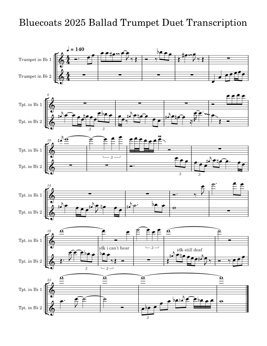 Bluecoats 2025 Ballad Trumpet Duet Transcription – Another DCI Nerd ...