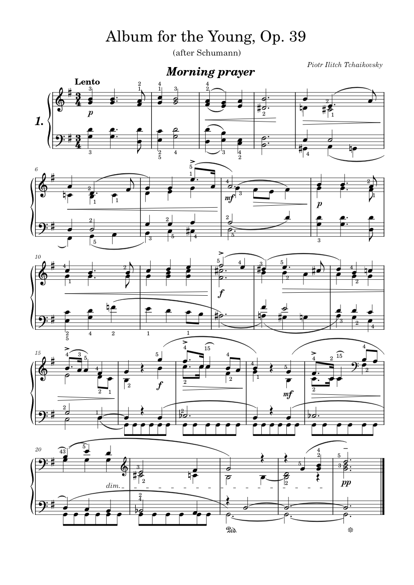 Album for the Young – Tchaikovsky (full and fingered) Sheet Music for ...