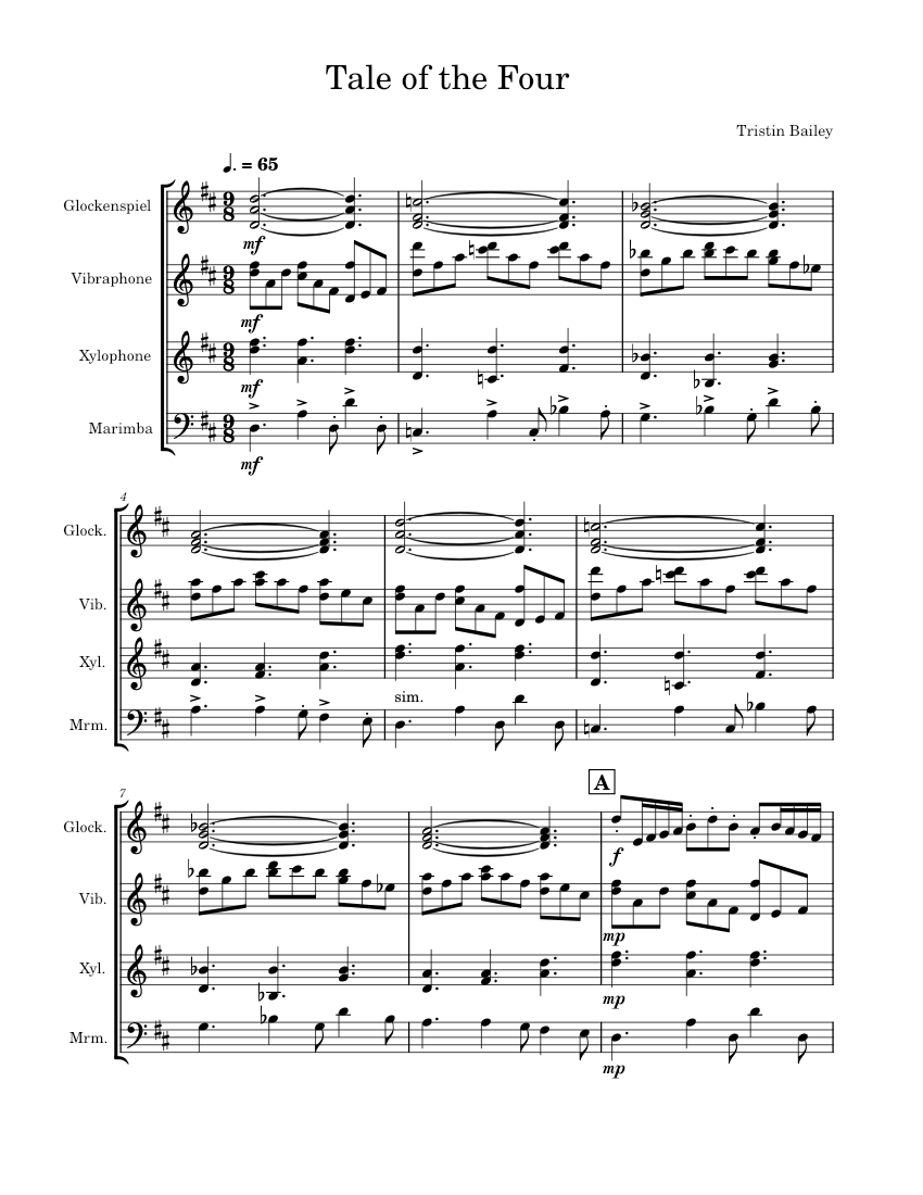 Tale of the Four Sheet music for Vibraphone, Glockenspiel, Marimba ...