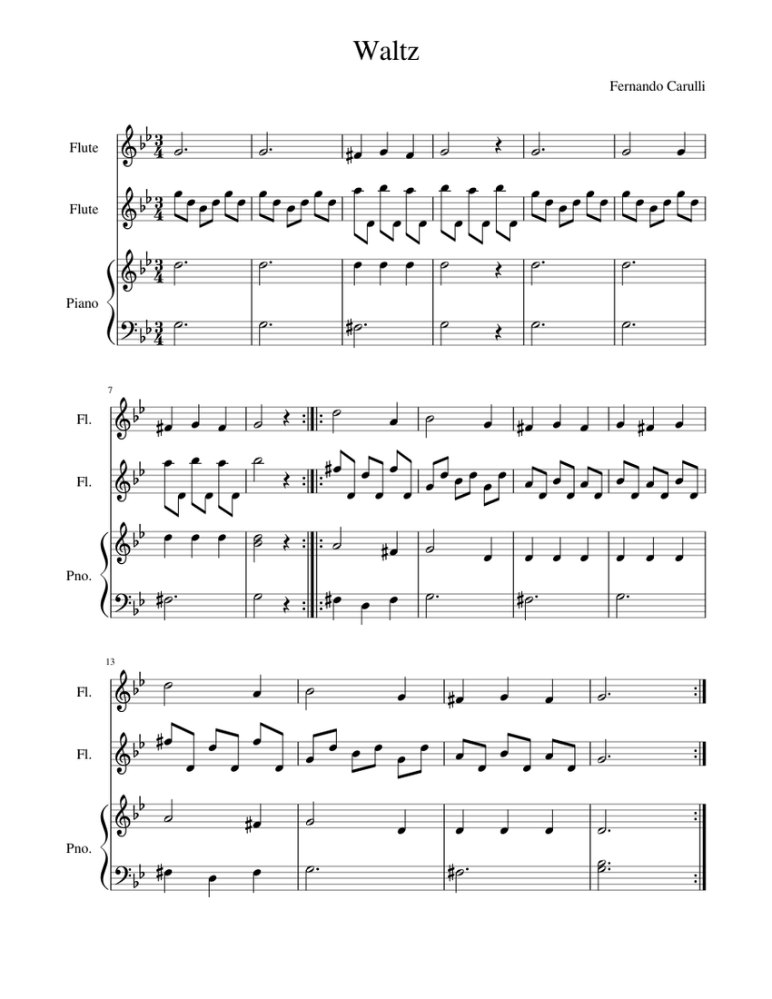 Waltz Sheet music for Piano, Flute (Mixed Trio) Easy | Musescore.com